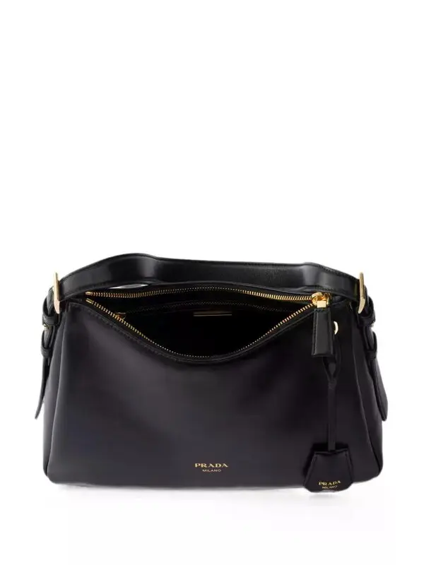 Prada Aimée Medium Leather Shoulder Bag - Black
