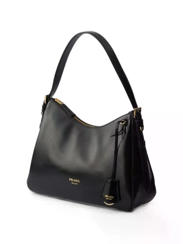 Prada Aimée Medium Leather Shoulder Bag - Black