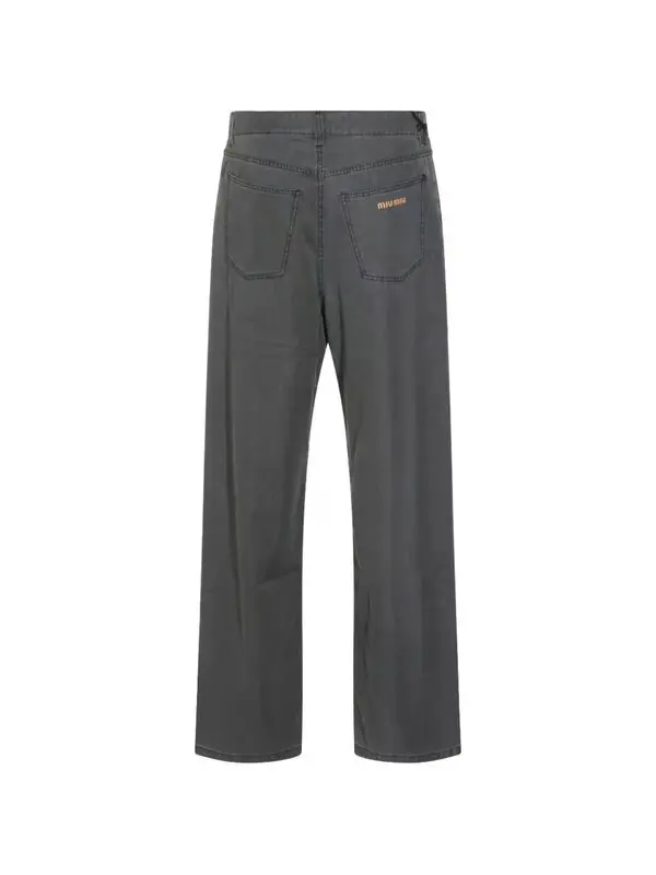 Miu Miu Logo Embroidered Jeans - Grey