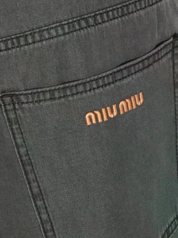 Miu Miu Logo Embroidered Jeans - Grey