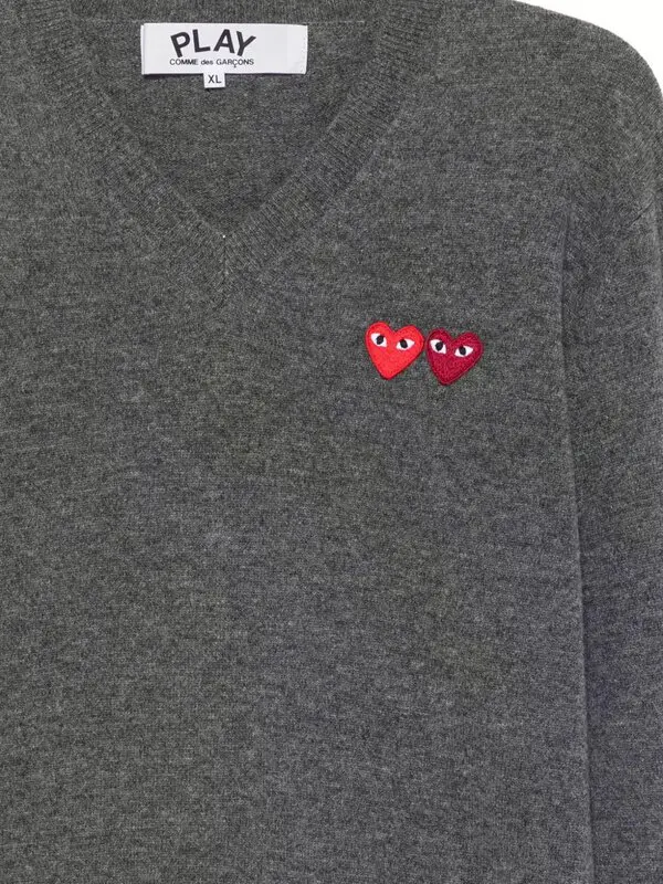 Play Comme Des Garcon V-neck Sweater With Heart Patch