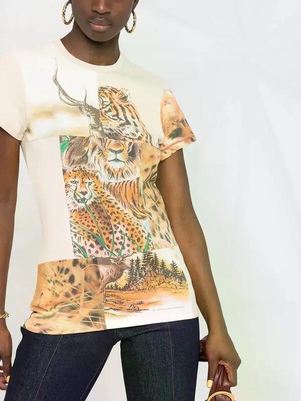Stella McCartney Tiger Print Patchwork T-shirt