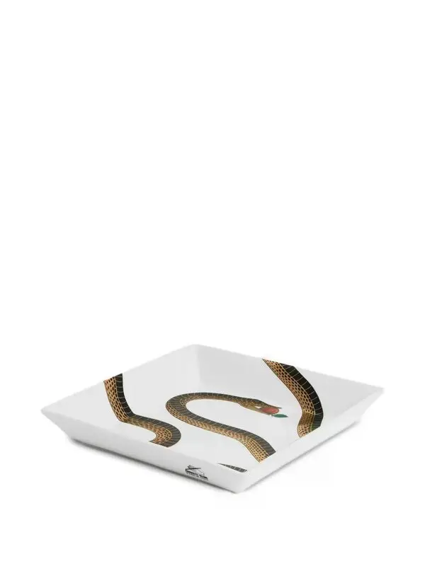 FORNASETTI Snake-print Square Tray