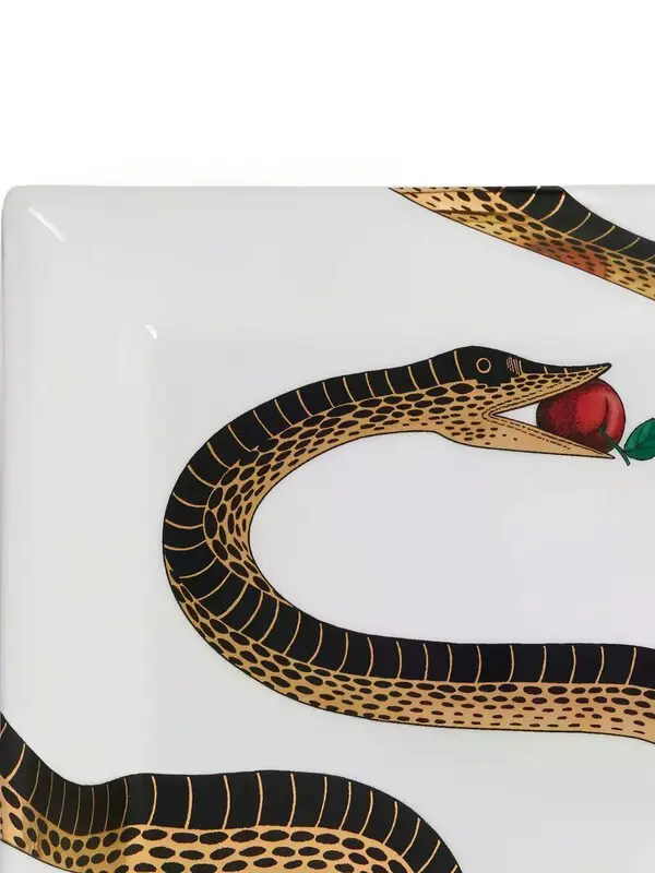 FORNASETTI Snake-print Square Tray