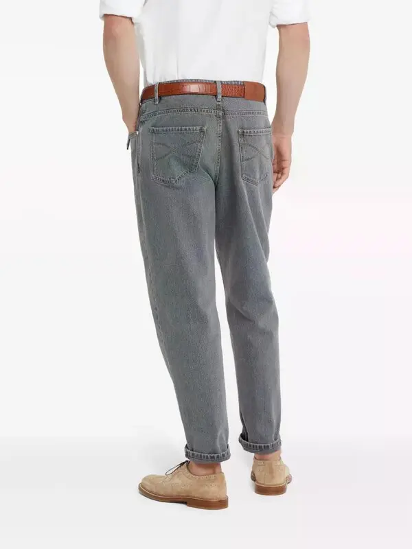 Brunello Cucinelli Charcoal Straight-leg Denim Jeans