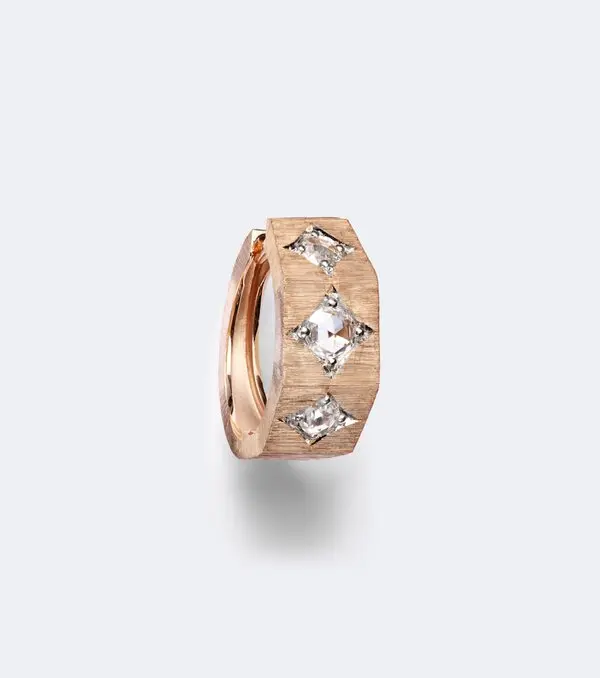 MARIE LICHTENBERG Single Hoop Earring With Diamonds - Gold