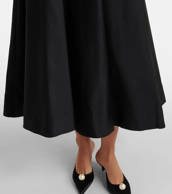 SELF-PORTRAIT Belted Peplum Taffeta Midi Dress