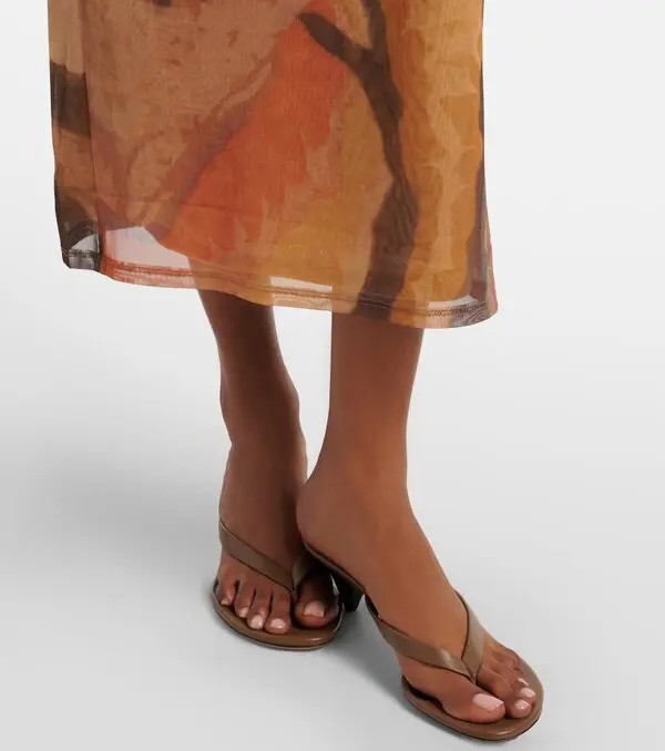 SIR. Draped Printed Mesh Midi Dress