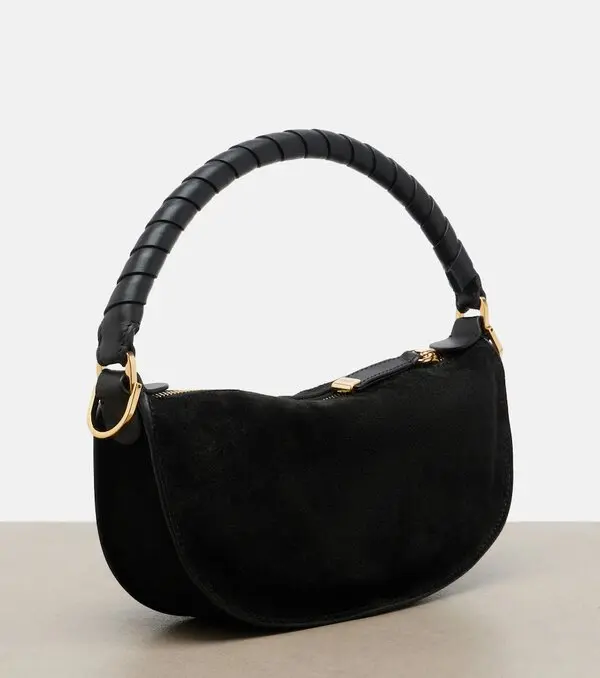 Chloé Small Studded Suede Shoulder Bag - Black