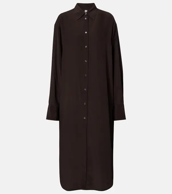 TOTEME Silk Shirt Dress - Brown
