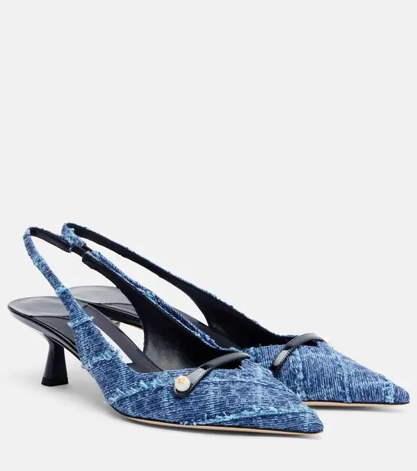 JIMMY CHOO Amita Denim Slingback Pumps - Blue