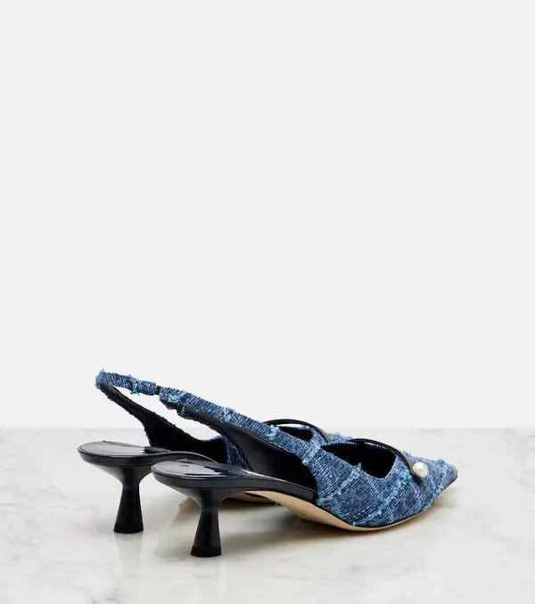 JIMMY CHOO Amita Denim Slingback Pumps - Blue