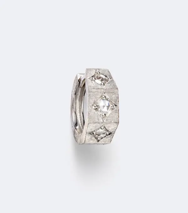 MARIE LICHTENBERG 18kt White Gold Single Diamond Hoop Earring - Silver