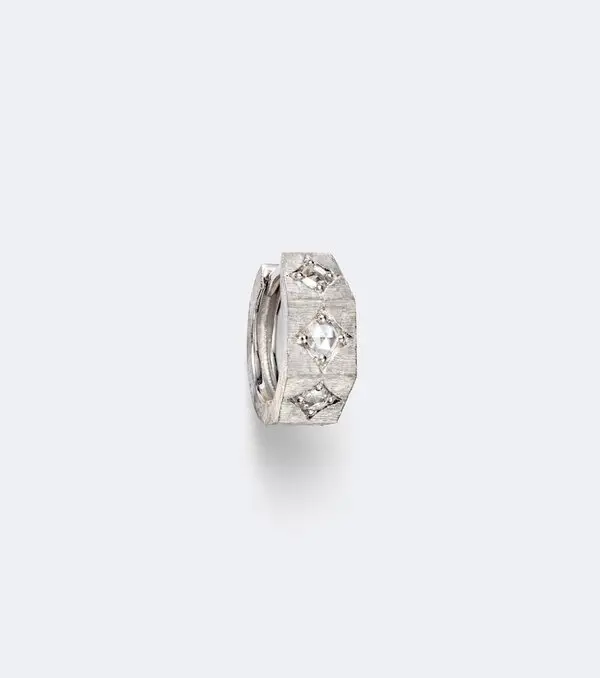 MARIE LICHTENBERG 18kt White Gold Single Diamond Hoop Earring - Silver