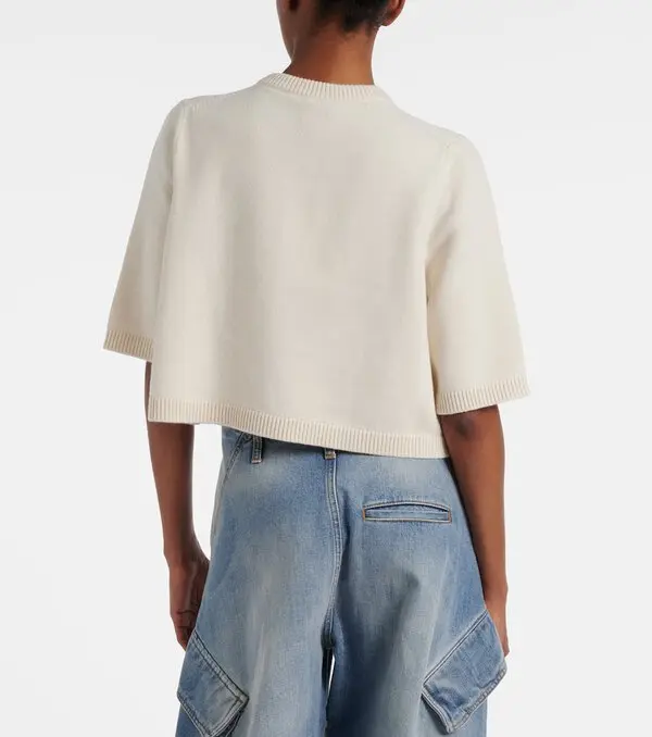 Alaïa Cropped Cashmere And Wool-blend Sweater - White