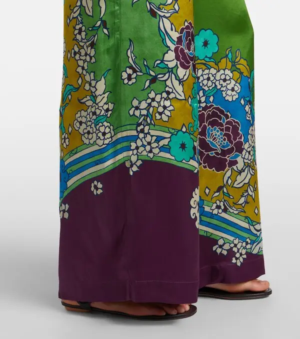 ALEMAIS Alémais Nanci Printed Silk Satin Wide-leg Pants