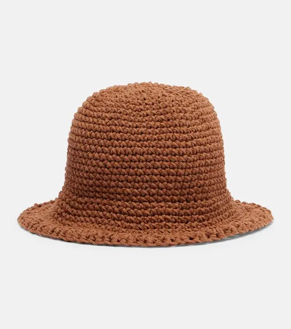 Magda Butrym Crochet Cotton Bucket Hat - Brown