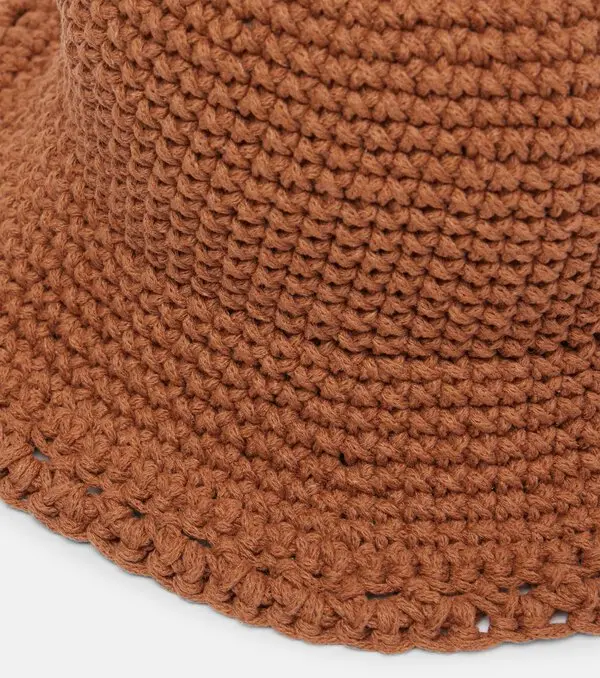 Magda Butrym Crochet Cotton Bucket Hat - Brown
