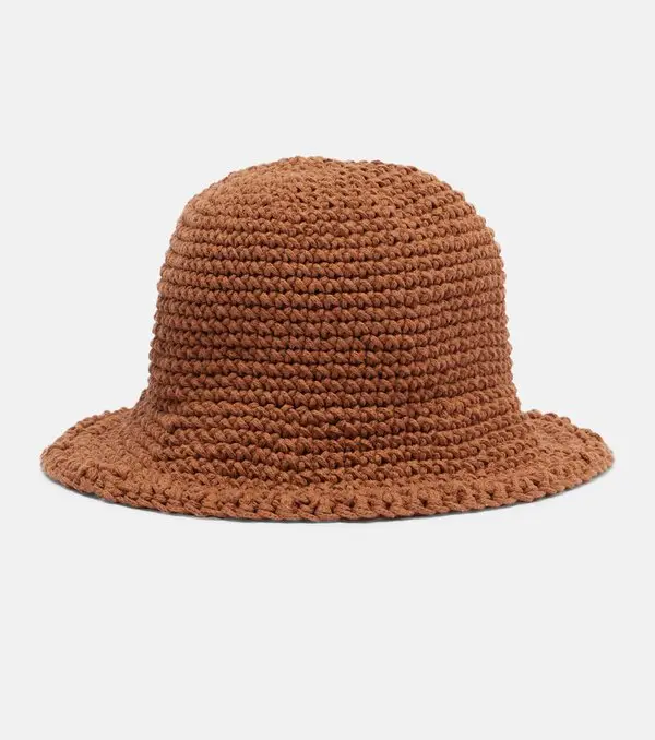 Magda Butrym Crochet Cotton Bucket Hat - Brown