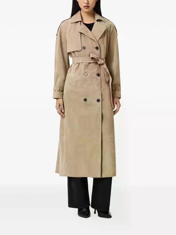 ALLSAINTS Reed Double-breasted Suede Trench Coat