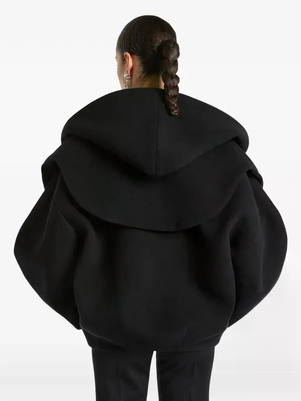 Balmain Oversized Wool Pea Coat With Hood
