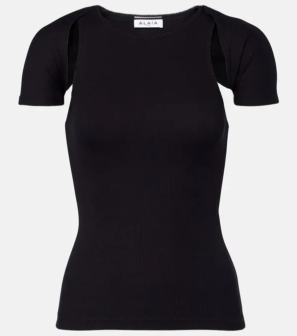 Alaïa Ribbed-knit Jersey Top - Black