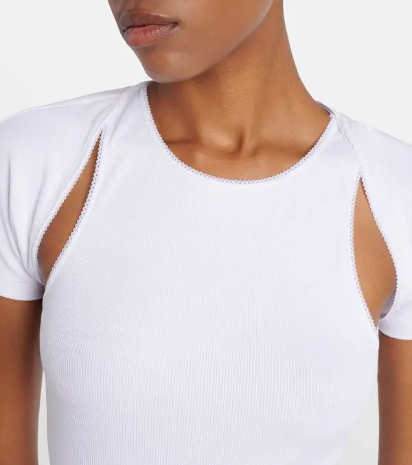 Alaïa Layered Ribbed-knit Jersey Top - White