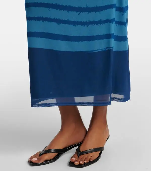 SIR. Draped Printed Mesh Maxi Dress