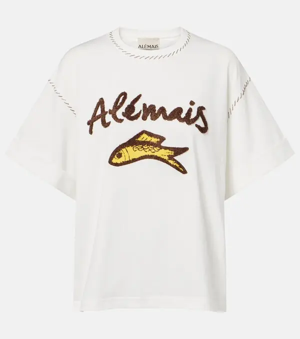 ALEMAIS Embroidered Cotton T-shirt - White