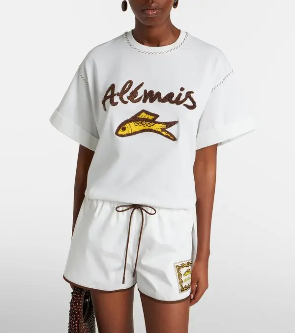 ALEMAIS Embroidered Cotton T-shirt - White