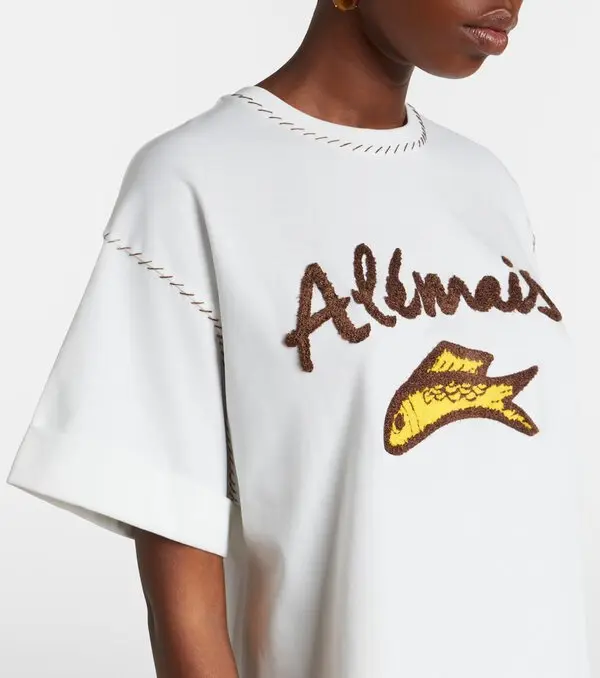 ALEMAIS Embroidered Cotton T-shirt - White