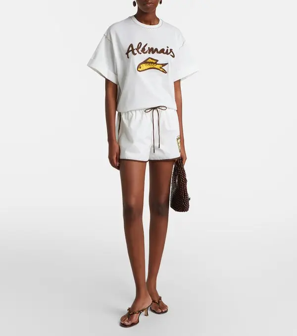 ALEMAIS Embroidered Cotton T-shirt - White