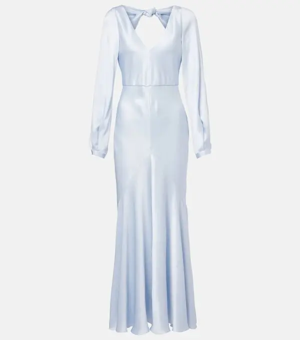 Gabriela Hearst Silk Satin Maxi Dress - Blue