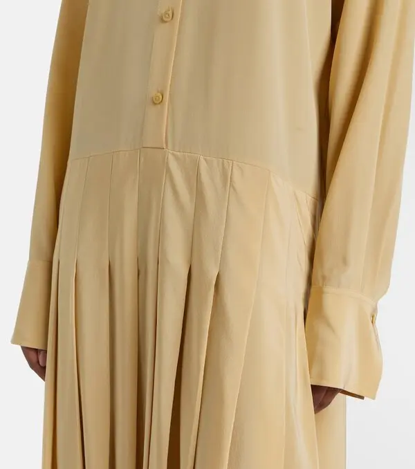 TOTEME Pleated Silk Shirt Dress