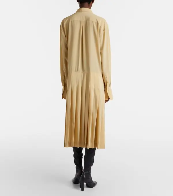 TOTEME Pleated Silk Shirt Dress