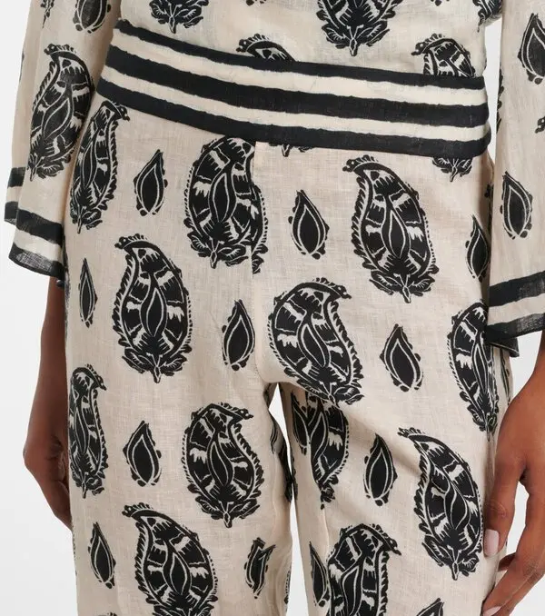 Johanna Ortiz Printed Linen Wide-leg Pants