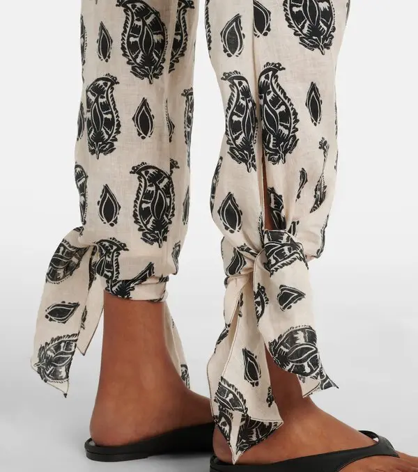 Johanna Ortiz Printed Linen Wide-leg Pants