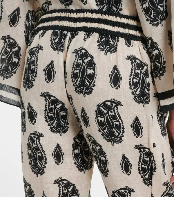 Johanna Ortiz Printed Linen Wide-leg Pants