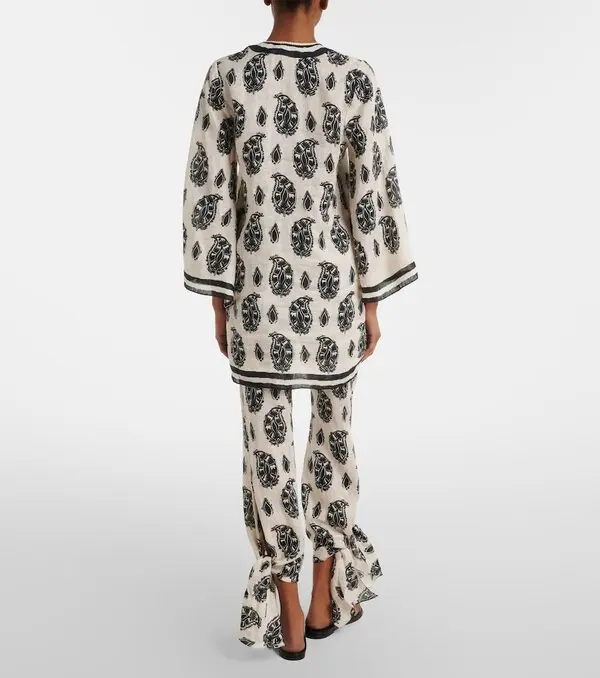 Johanna Ortiz Printed Linen Wide-leg Pants