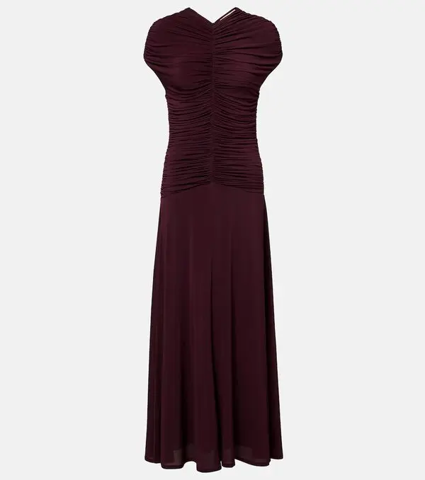 Tove Avita Ruched Jersey Maxi Dress - Purple