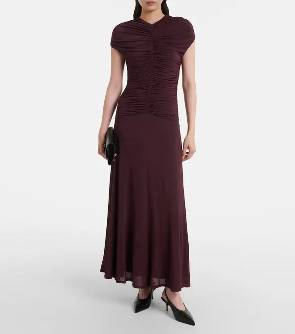 Tove Avita Ruched Jersey Maxi Dress - Purple