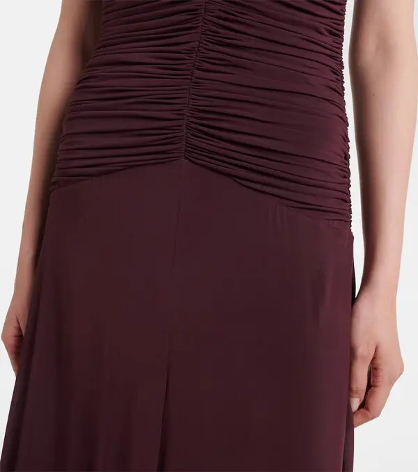 Tove Avita Ruched Jersey Maxi Dress - Purple