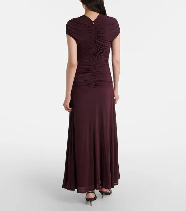 Tove Avita Ruched Jersey Maxi Dress - Purple
