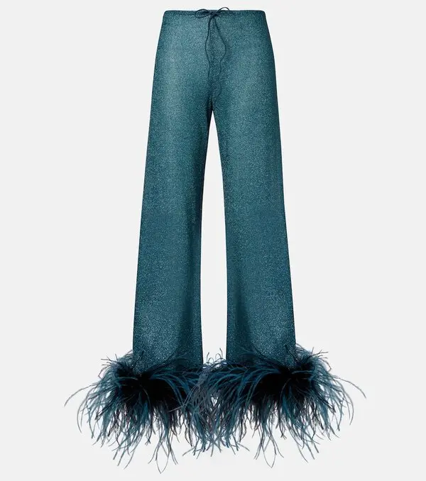 Oseree Lumière Plumage Wide-leg Pants - Blue