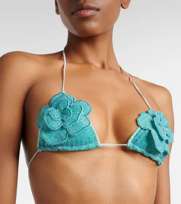 Oseree Lumière Floral-appliqué Lamé Bikini