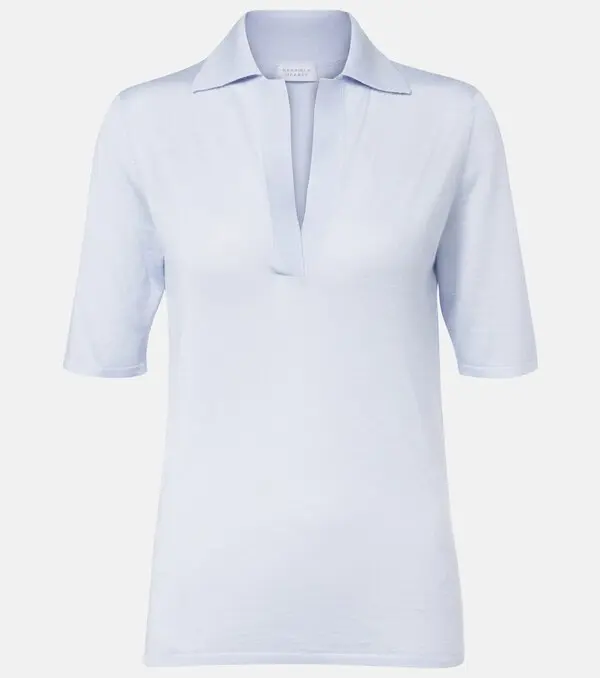 Gabriela Hearst Cascius Cashmere And Silk Polo Shirt - Blue