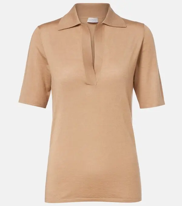 Gabriela Hearst Cascius Cashmere Silk Polo Shirt - Brown