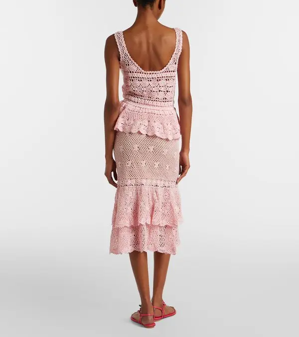 Anna Kosturova Florence Crochet Midi Skirt