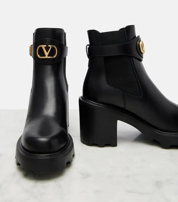 Valentino Garavani Beatle Vlogo Leather Ankle Boots