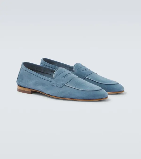 Frescobol Carioca Leme Suede Penny Loafers - Blue